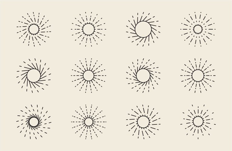 Set of light rays sunburst Royalty Free Vector Image