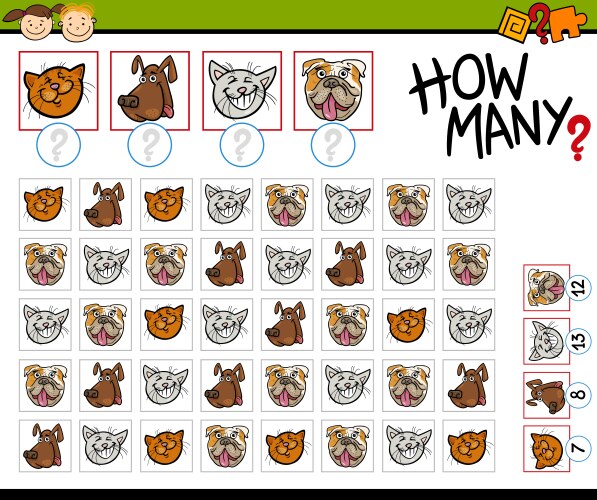 Counting cartoon children and dogs educational Vector Image