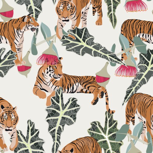 Background tiger in jungle on Royalty Free Vector Image