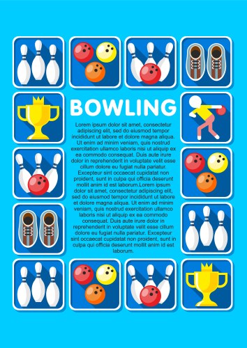 Bowling sport items and design elements Royalty Free Vector