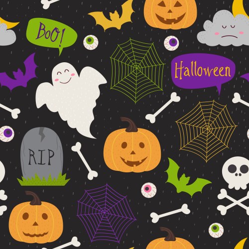 Seamless pattern with - pumpkin ghost spider web Vector Image