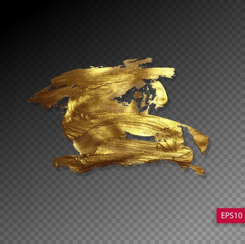Realistic hand drawing golden brush stroke paint Vector Image