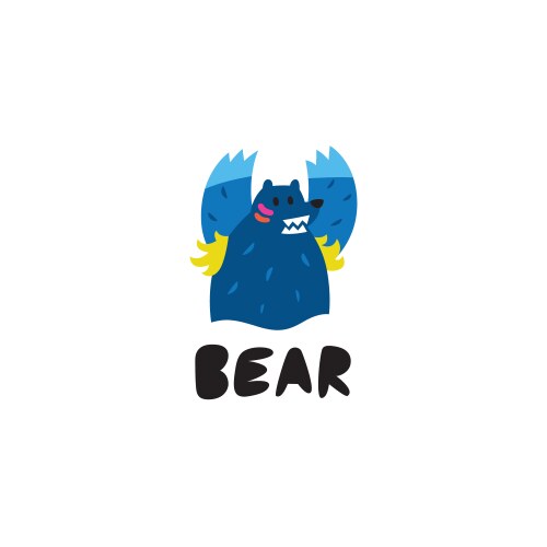 Cartoon bear wearing scarf logo design Royalty Free Vector