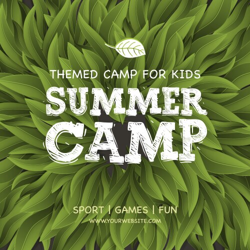 Sports summer training camp themed poster Vector Image