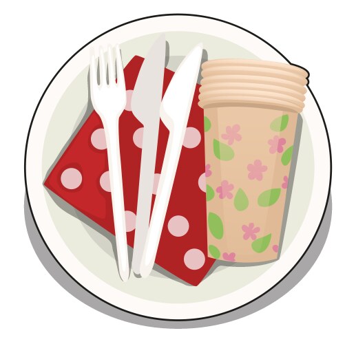 Disposable tableware realistic image Royalty Free Vector