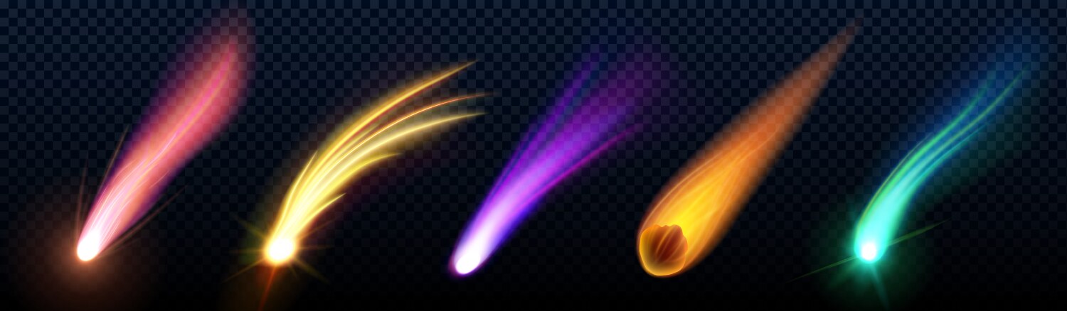 Falling and burning comet with light trail Vector Image