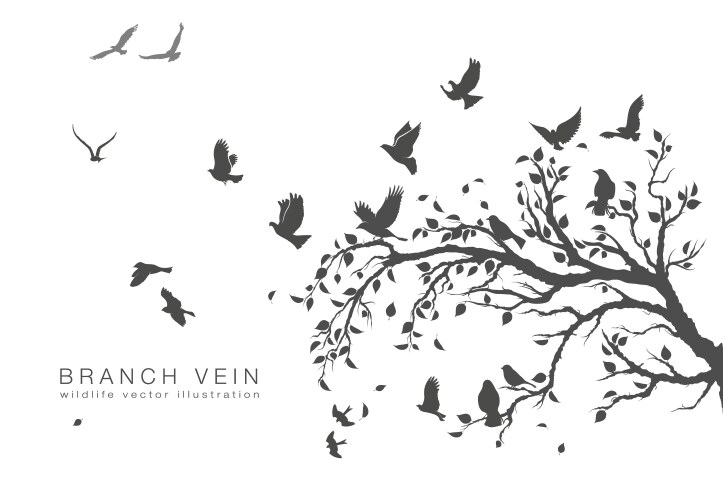 Birds flying from the tree Royalty Free Vector Image