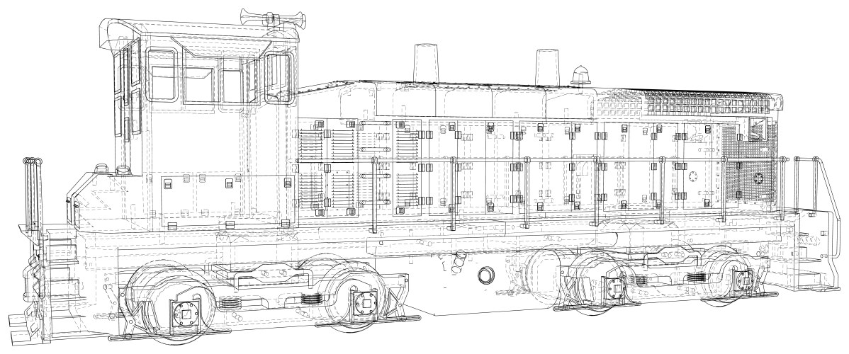 Train technical wire-frame rendering Royalty Free Vector
