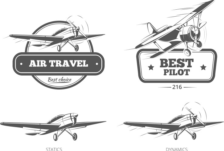 Aircraft and transportation labels air tourism Vector Image