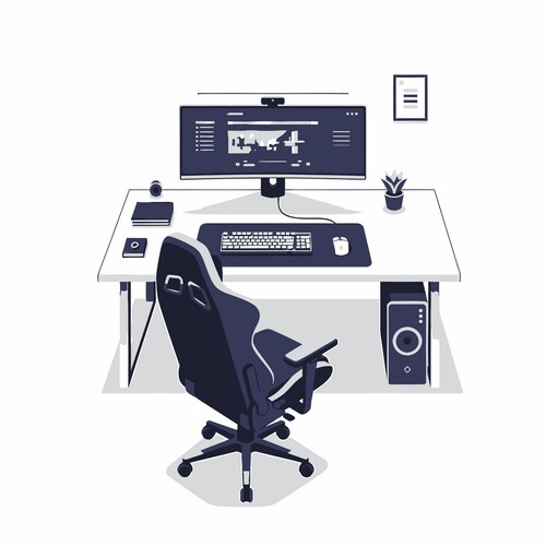 Gaming PC Dual Monitor Setup – Royalty-Free Vector | VectorStock