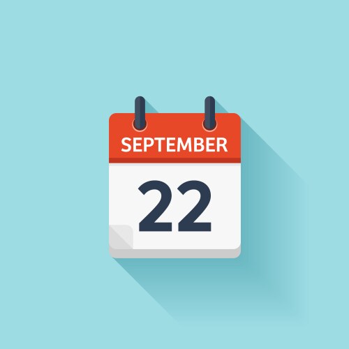 September 22 flat daily calendar icon Royalty Free Vector