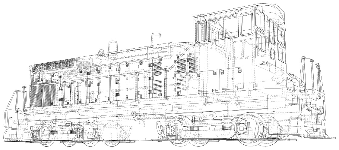 Train technical wire-frame rendering Royalty Free Vector