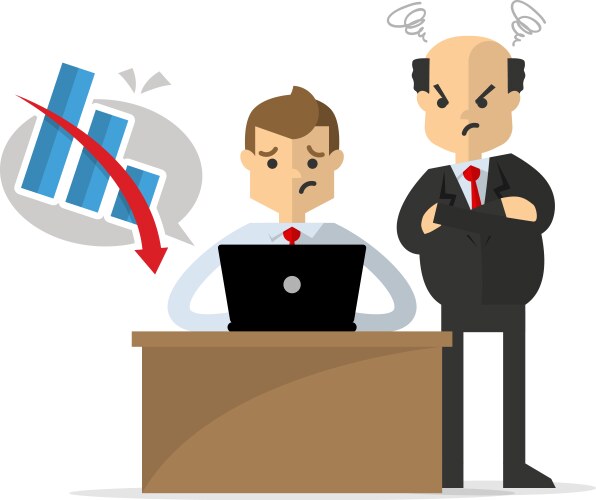 Stress at work worried businessman and employee Vector Image