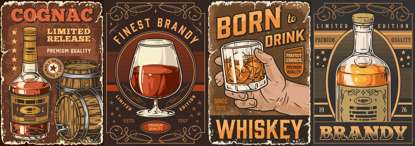 Alcohol bottles detailed flyer colorful Royalty Free Vector