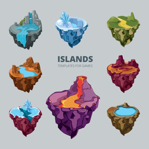 Isometric colorful game islands template Vector Image