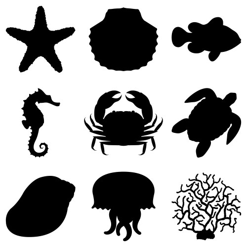 Hermit Crab Silhouettes Royalty Free Vector Image