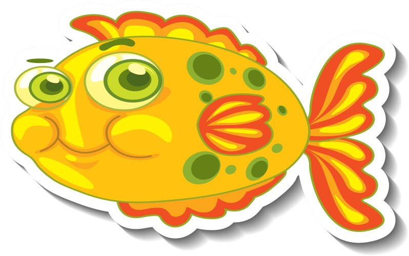 Cute fish sea animal cartoon sticker Royalty Free Vector
