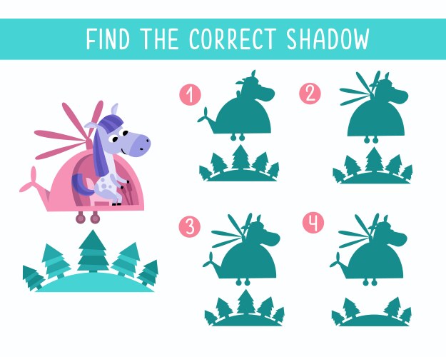 Find the right shadow puzzle game for children Vector Image