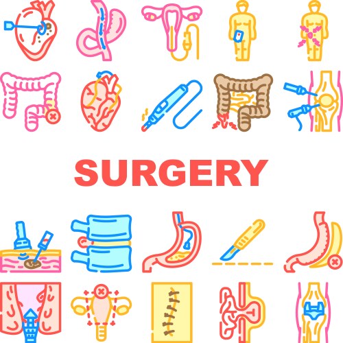 Surgery medical operation icons set Royalty Free Vector