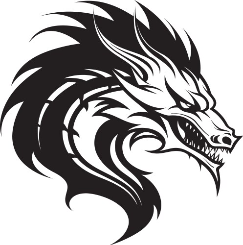 Intriguing dragon profile cartoon head tattoo Vector Image