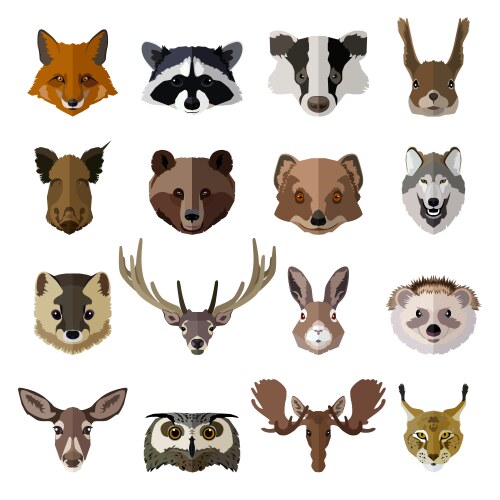 Woodland animals set Royalty Free Vector Image