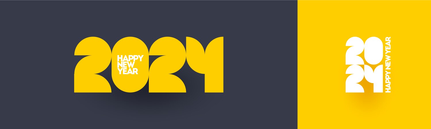 Happy new year 2024 and merry christmas logo Vector Image