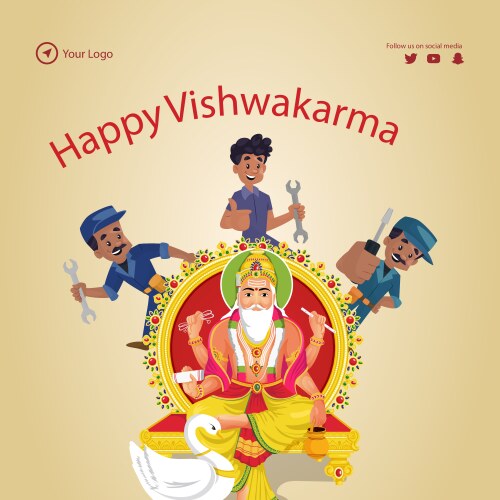 Hindu god vishwakarma an architect banner design Vector Image