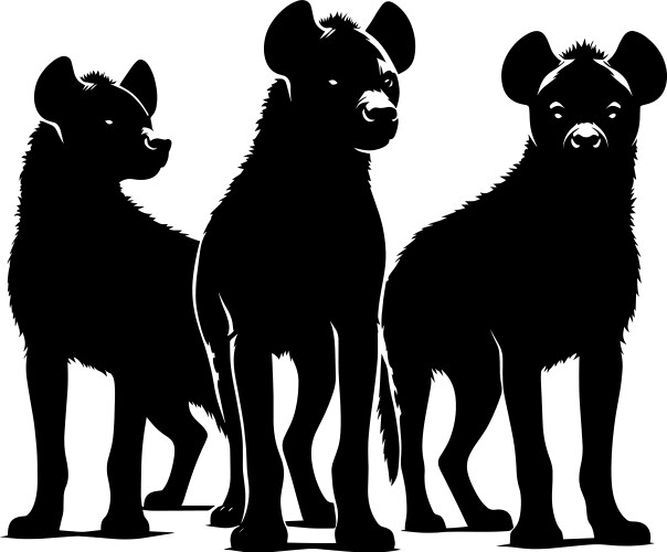 Hyena group silhouette isolated on white Vector Image