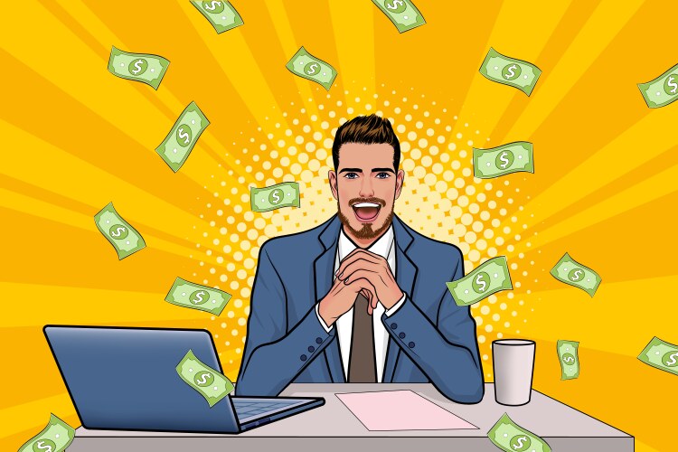 Surprise business man successful and shocking Vector Image