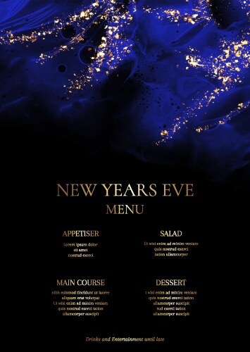 New years eve menu design Royalty Free Vector Image