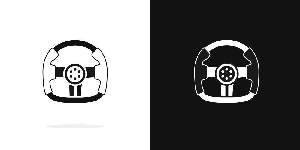 2d customizable thin line white steering wheel Vector Image