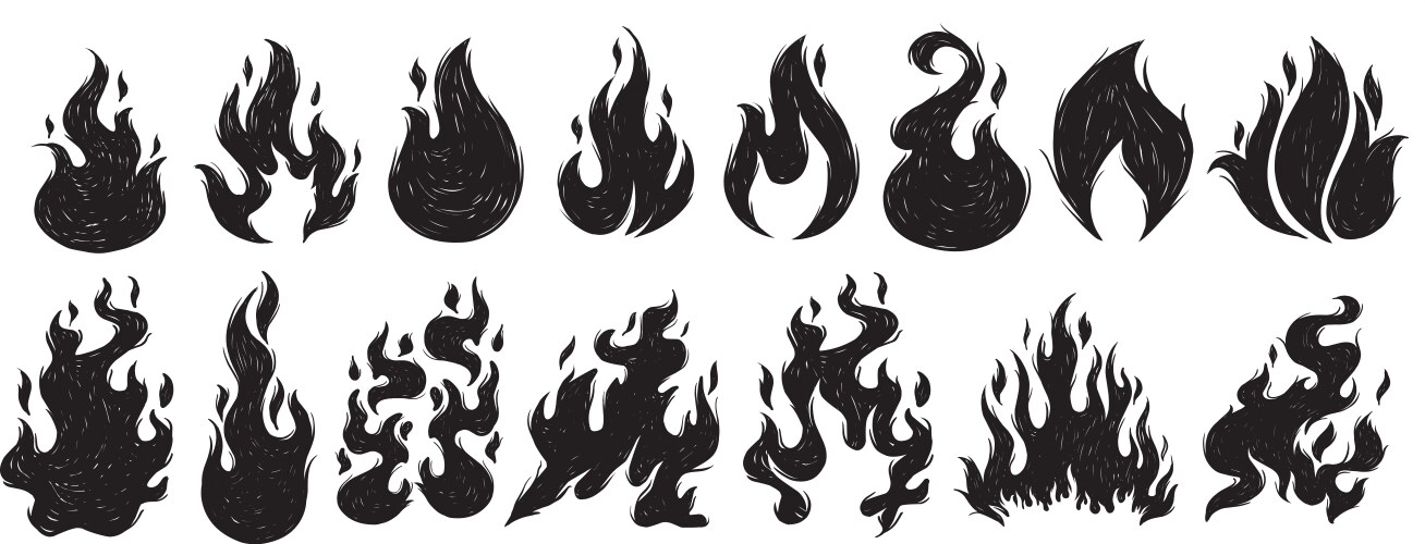 Flame Tattoo Set - Fire Symbols – Royalty-Free Vector | VectorStock