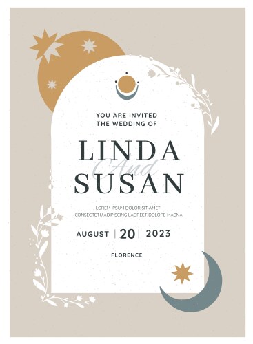 Boho wedding invitation template Royalty Free Vector Image