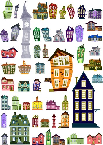 Seamless pattern with cartoon doodle houses can Vector Image