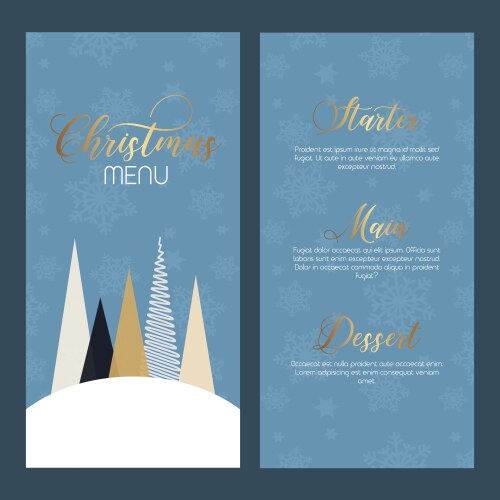 Christmas menu with snowflake design Royalty Free Vector
