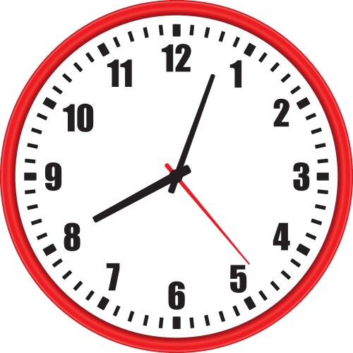 Red wall clock over white Royalty Free Vector Image