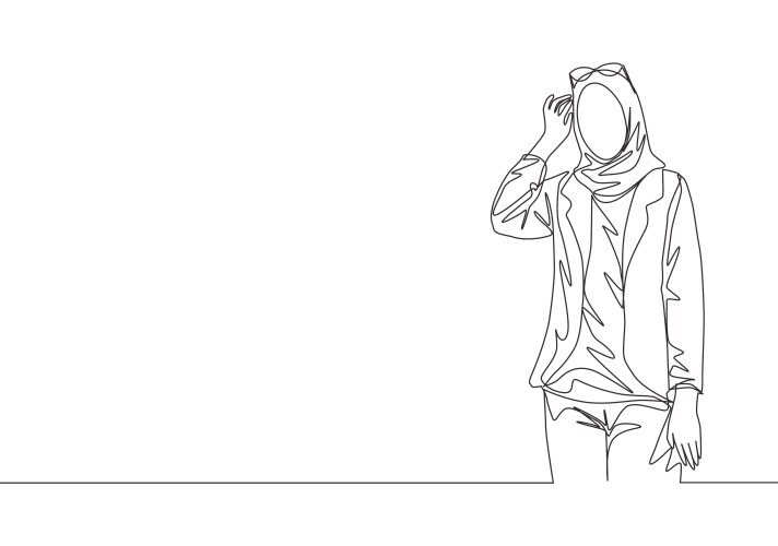 Continuous line drawing karate girl makes a punch Vector Image