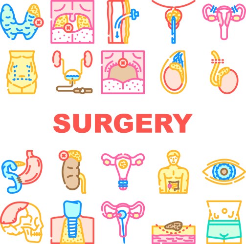 Surgery hospital operation icons set Royalty Free Vector