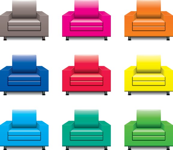 Armchair chair set cartoon Royalty Free Vector Image