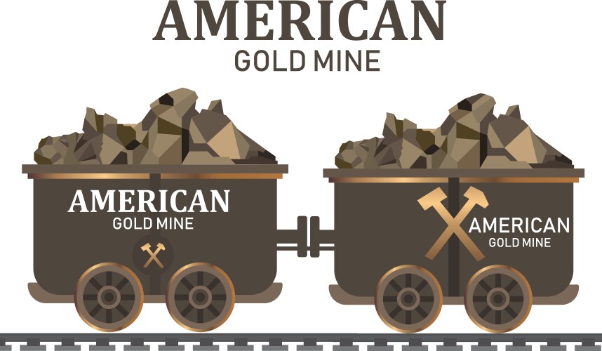 Cartoon mining elements mine cave entrance Vector Image