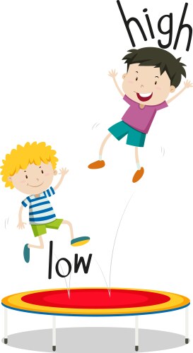 Opposite words high and low Royalty Free Vector Image