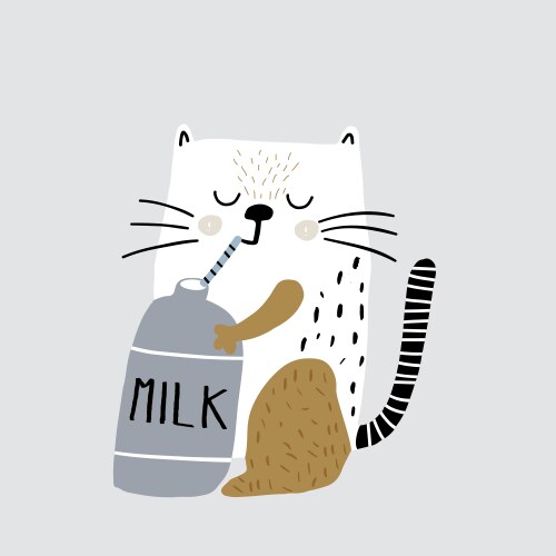 Cat Drink Milk Vector Images (over 390)