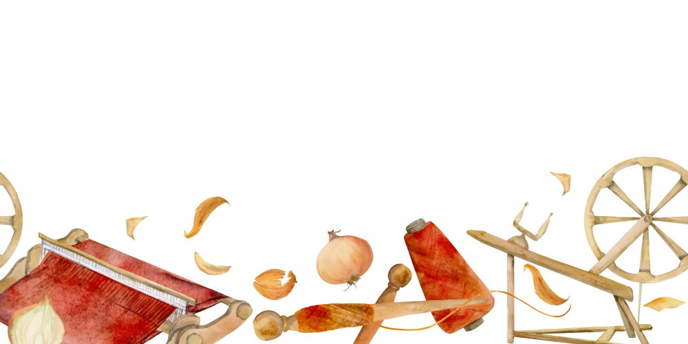 Hand drawn watercolor weave and spin equipment Vector Image