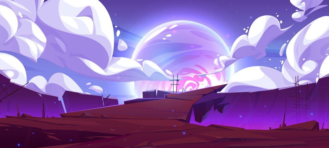 Alien planet landscape with rock mountains Vector Image