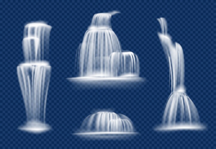 Set isolated waterfall fall mountain river Vector Image
