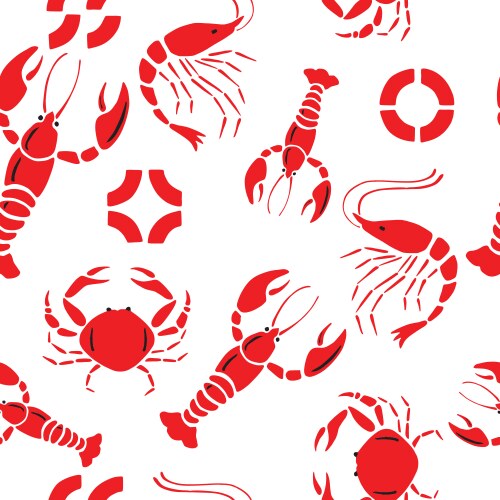 Sea pattern with lobster Royalty Free Vector Image
