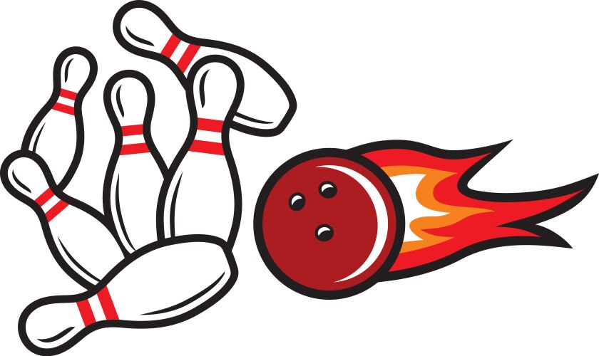 Bowling strike cartoon style isolated on white Vector Image