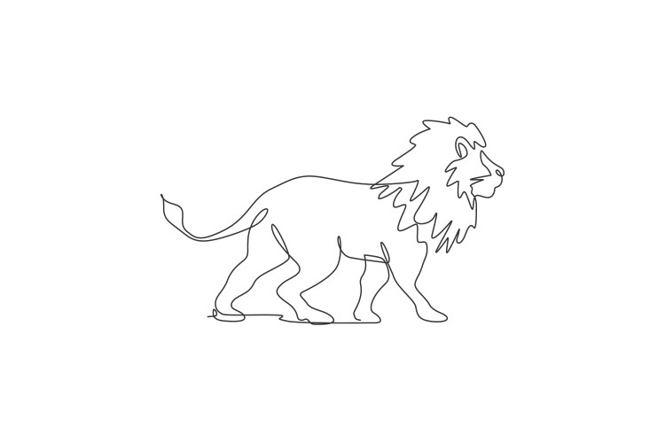 Young lioness with lion cub one line drawing Vector Image