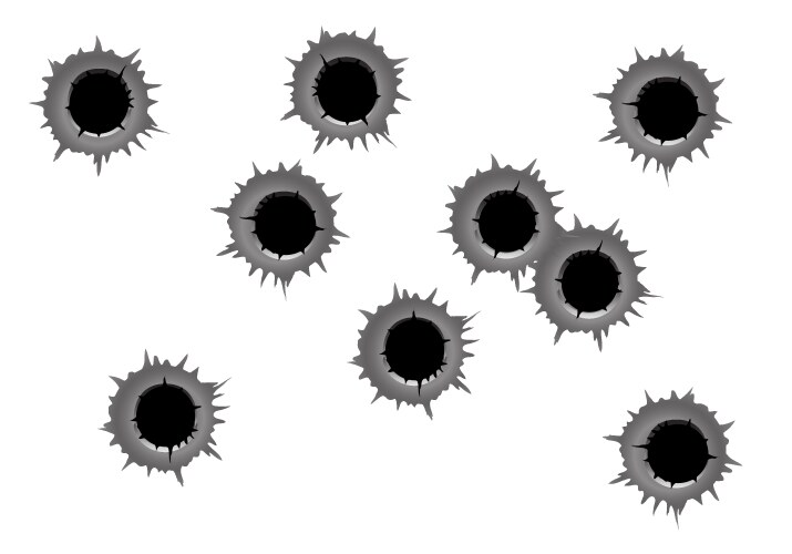 Bullet holes on white background cartoon Vector Image