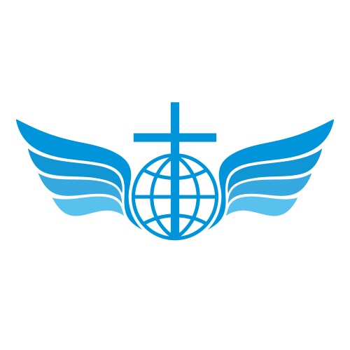Cross of jesus the globe and wings Royalty Free Vector Image